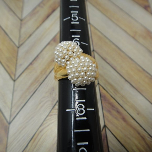 IVANA | Jewelry | Vintage Ivana Ring Faux Pearl Gold Tone Double ...